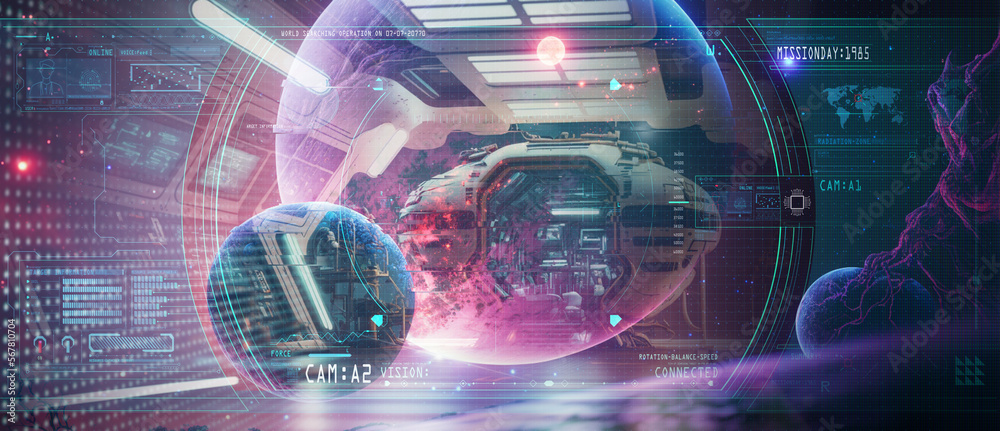 Ilustración de Stock HUD ui futuristic user interface.3d global world ...