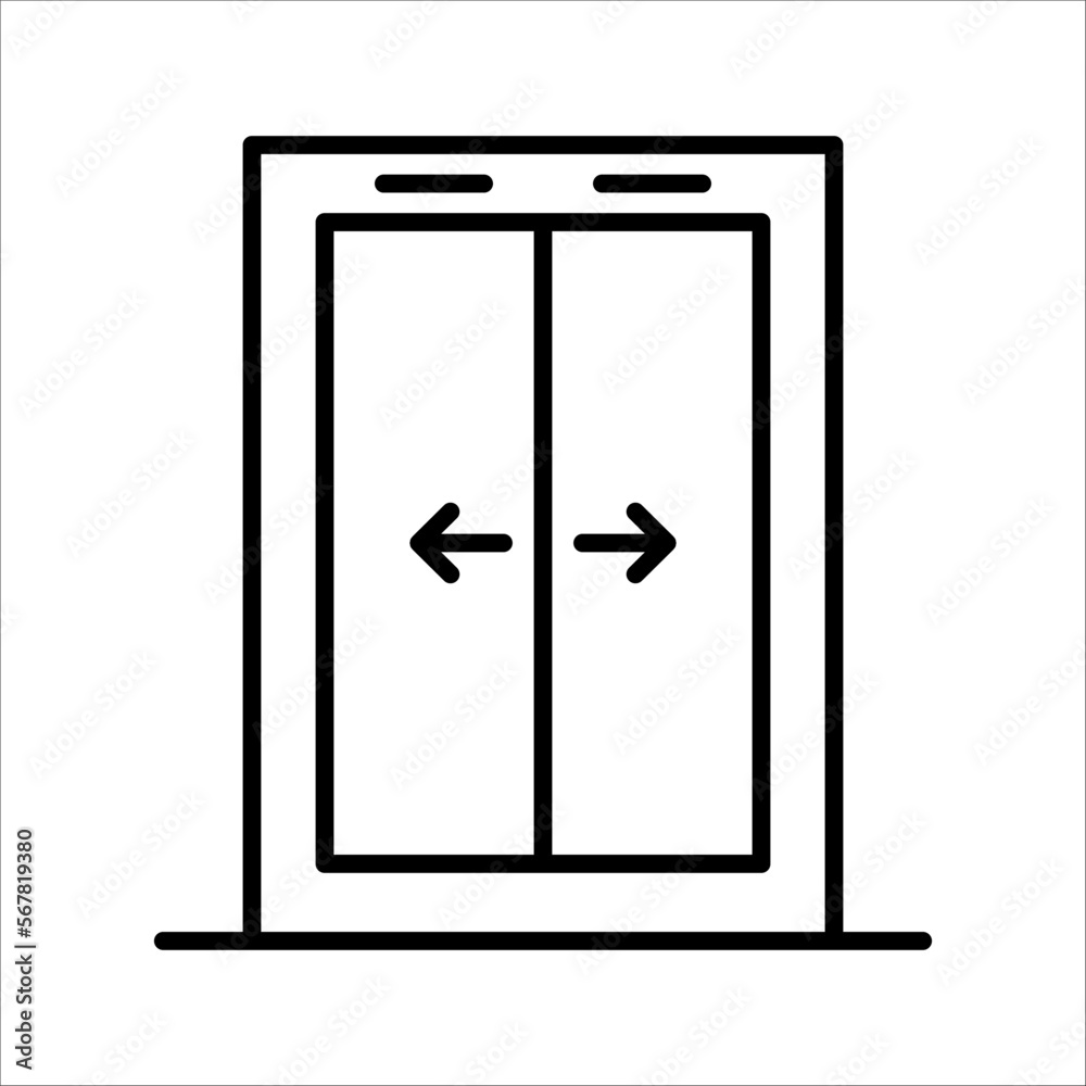 sliding door icon vector. sliding door sign. isolated on white ...