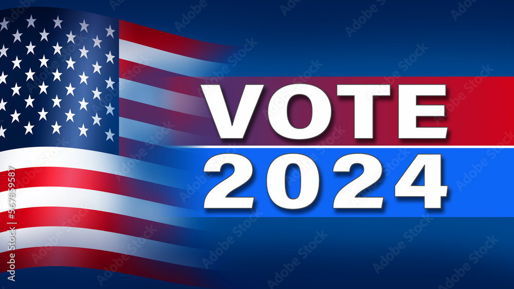Vote 2024 with USA flag with blue background - Illustration Stock ...