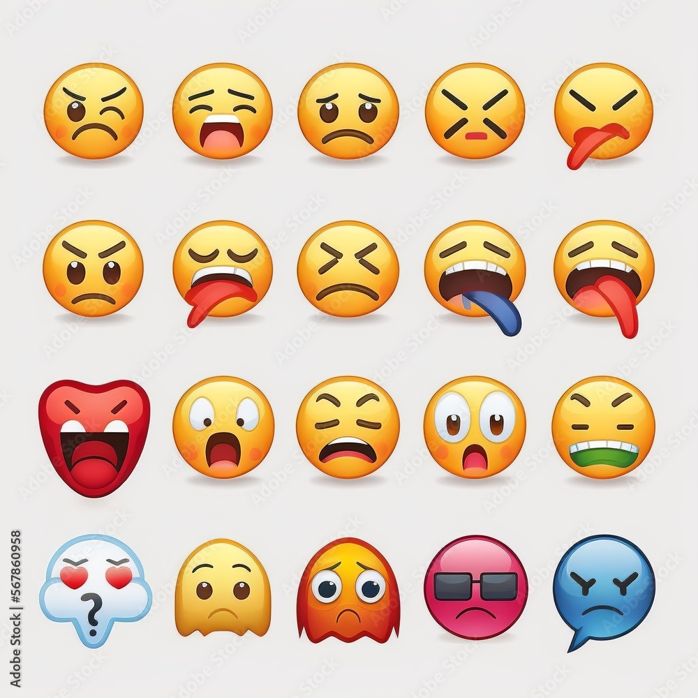 Vector set of Emoji. Emoji Android. Android emoticon pack. Editorial ...