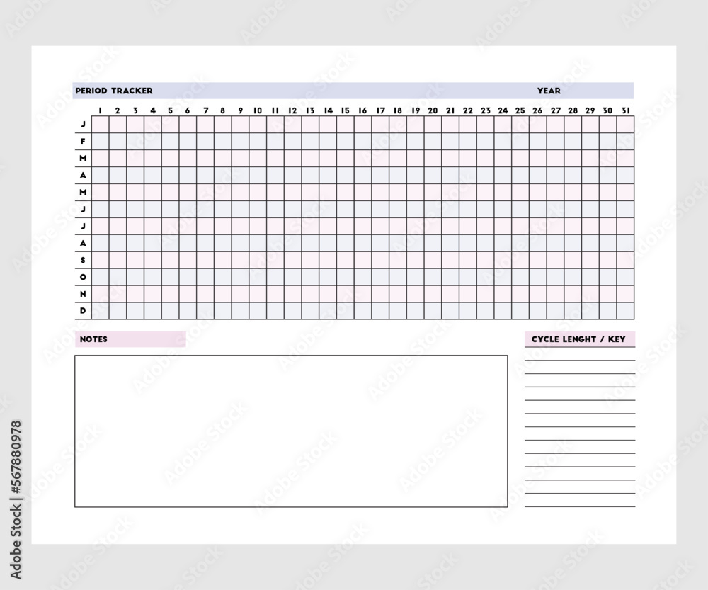 Vector Period Tracker, Menstrual Cycle Calendar Template, Period ...