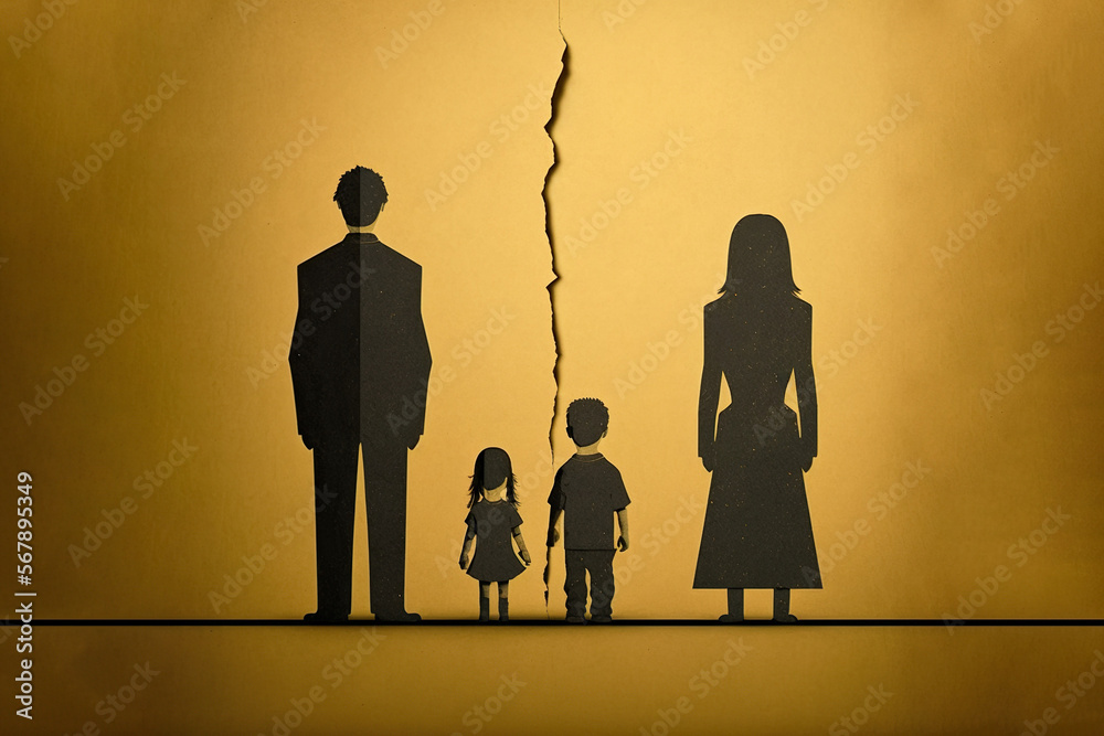 Sadness of divorce separation in minimalism style. child feeling stress ...