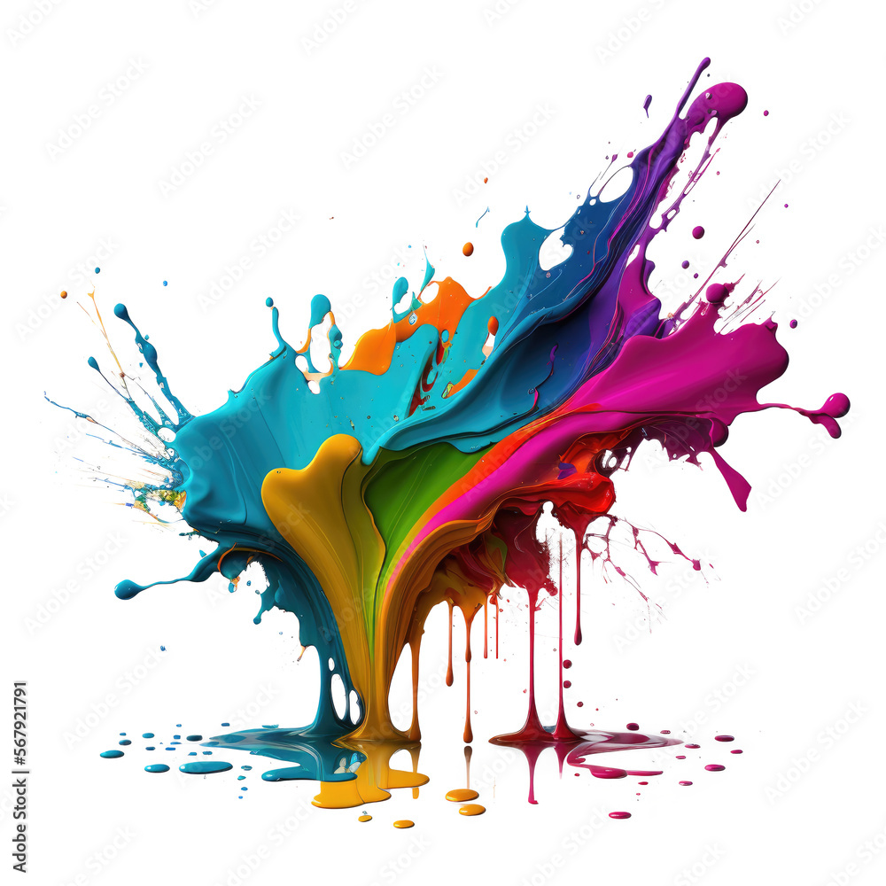 3D Colourful Paint Splash Dripping Paint Being Thrown, Splatter, Splat ...