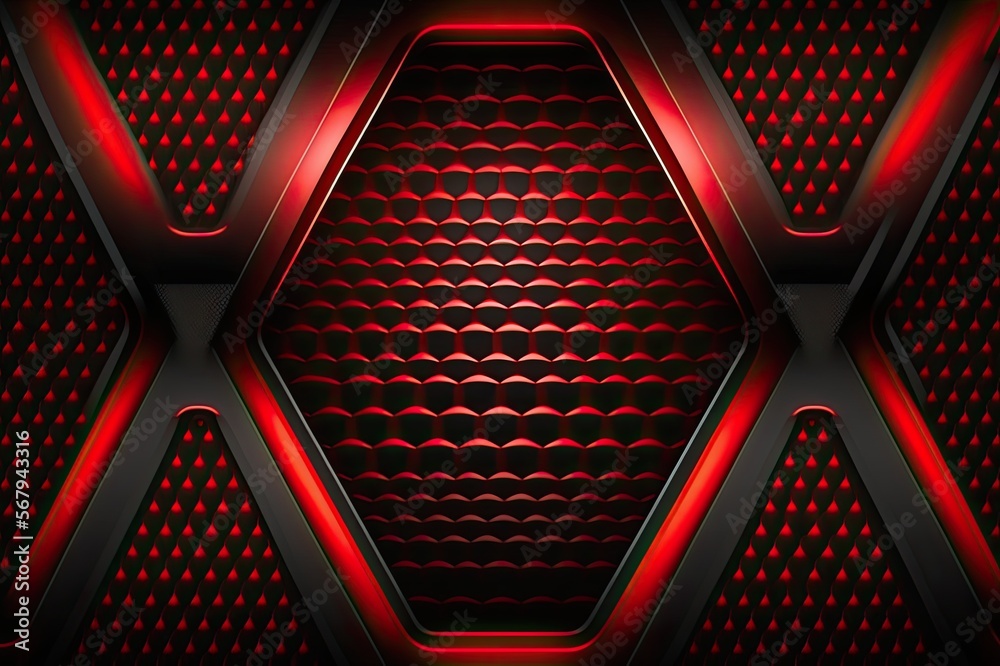 Futuristic black and red carbon fiber closeup background pattern. 3d ...