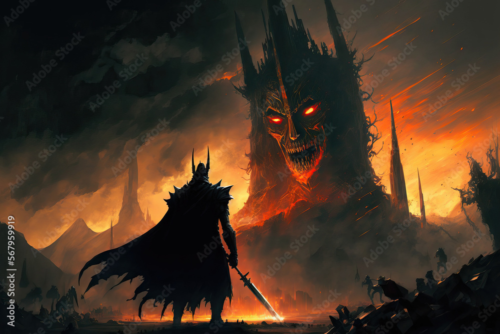 Illustration of the Sauron Battle Concept Art. Generative AI Stock ...