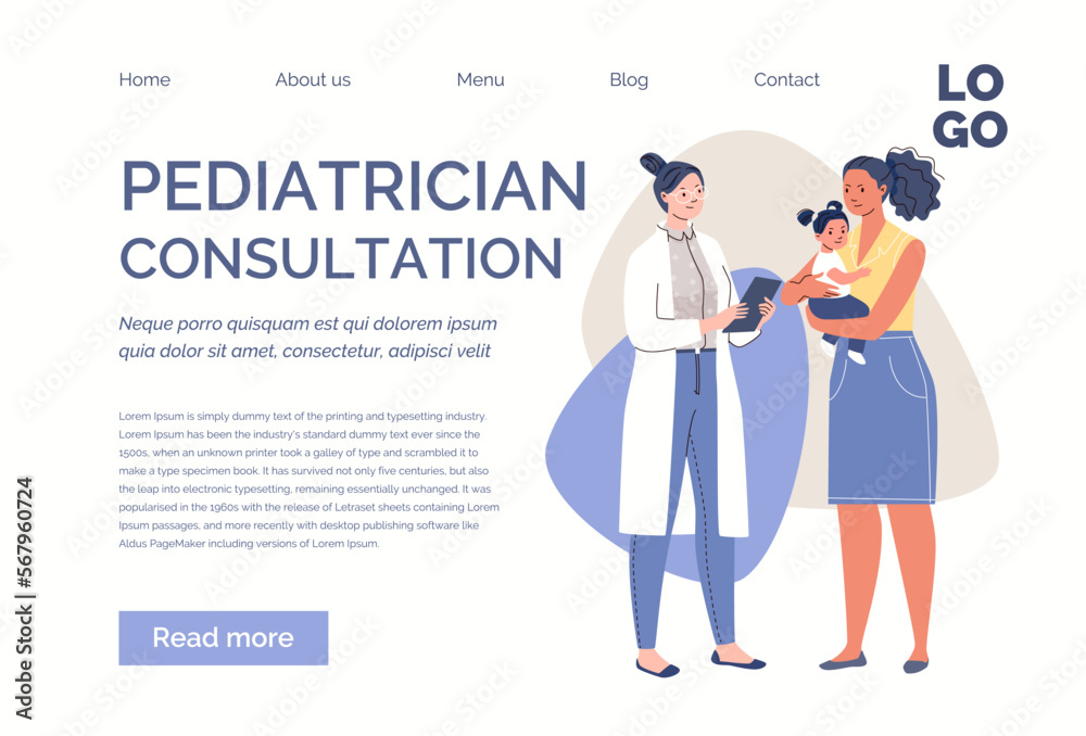 Family healthcare concept. Mother and child being examined by ...