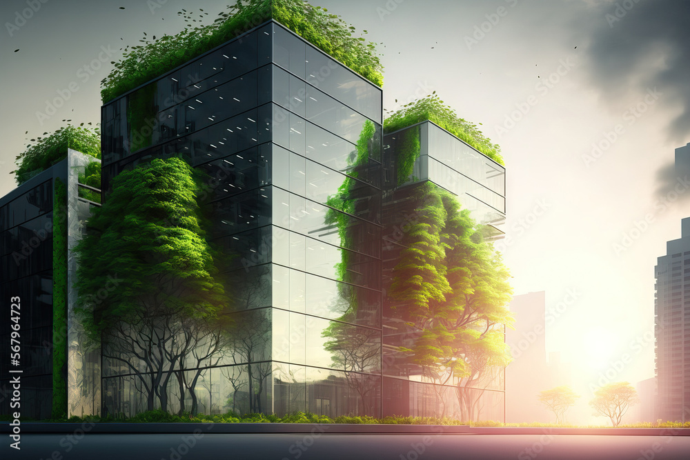 Illustration Stock eco friendly construction in a contemporary ...
