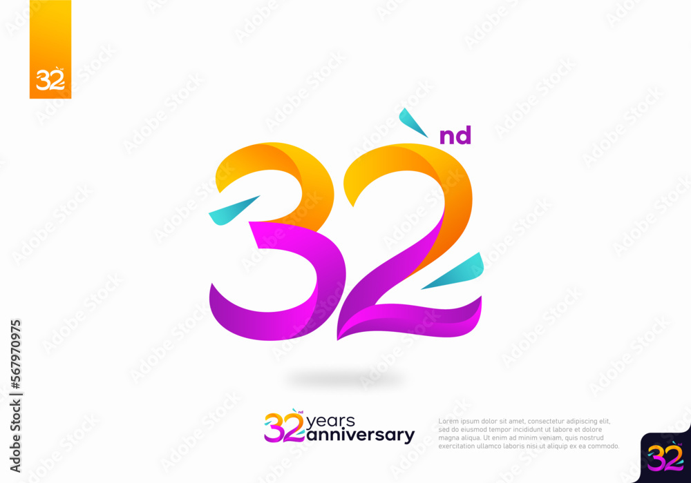 Number 32 logo icon design, 32nd birthday logo number, 32nd anniversary ...
