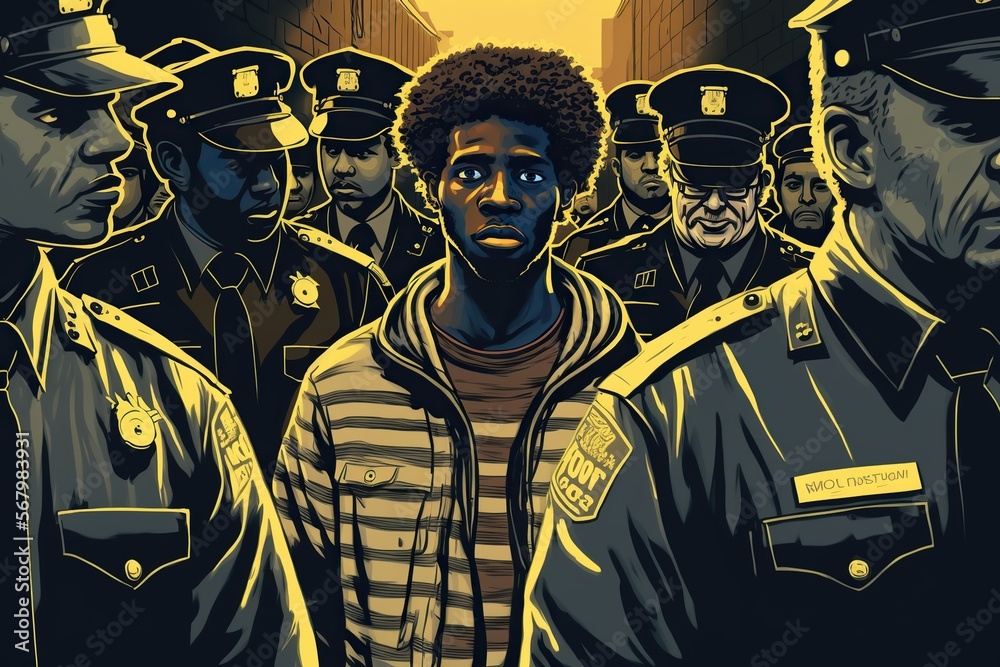 Person of color stopped by police, concept of Police Brutality and ... Person of color stopped by police, concept of Police Brutality and ...