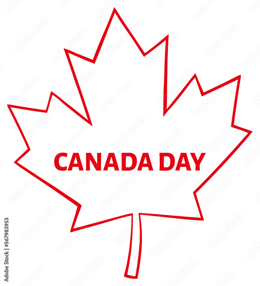 Outlined Canadian Maple Leaf Red Line Cartoon Drawing. Hand Drawn ...