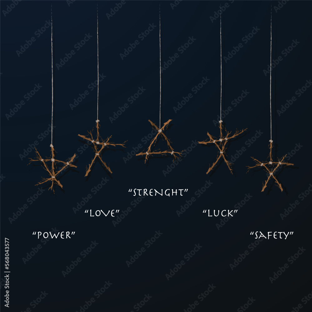 Tree branch witchcraft occult symbols Stock Vector | Adobe Stock