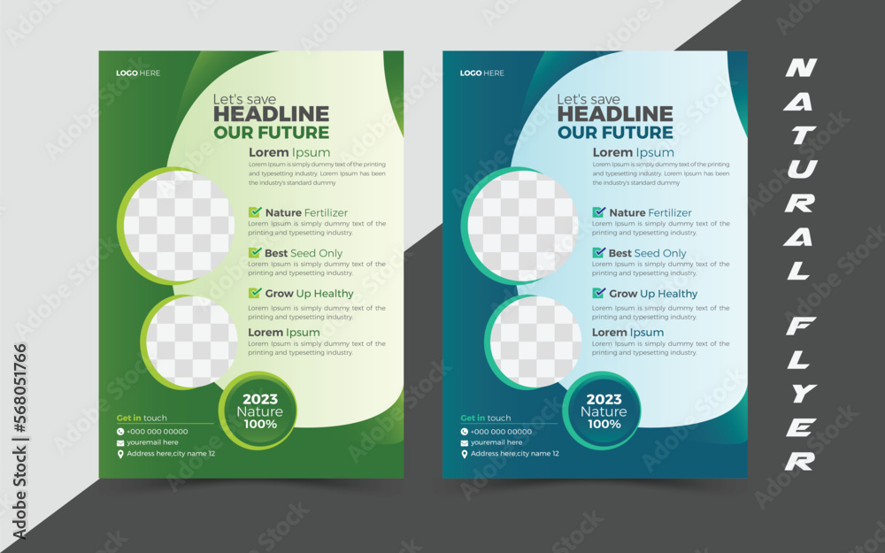 Nature flyer design template, co brochure design vector template ...