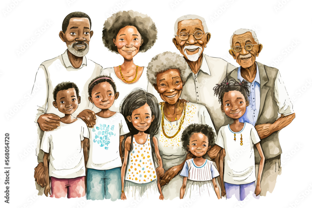 Vector illustration representing an African family composed of all ...