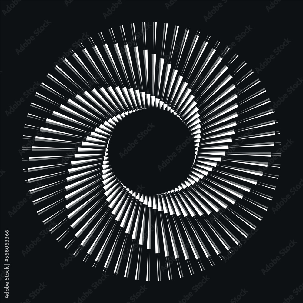 Spiral with lines in circle as endless symbol. Abstract geometric art ...