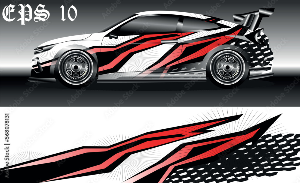 Car wrap design. Livery design for racing car. sedan, hatchback. vector ...