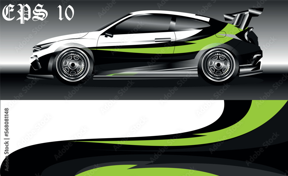 Car wrap design. Livery design for racing car. sedan, hatchback. vector ...