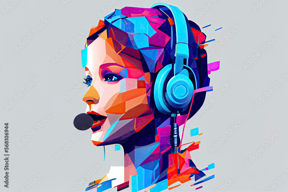 Virtual assistant voice recognition service technology. AI artificial ...