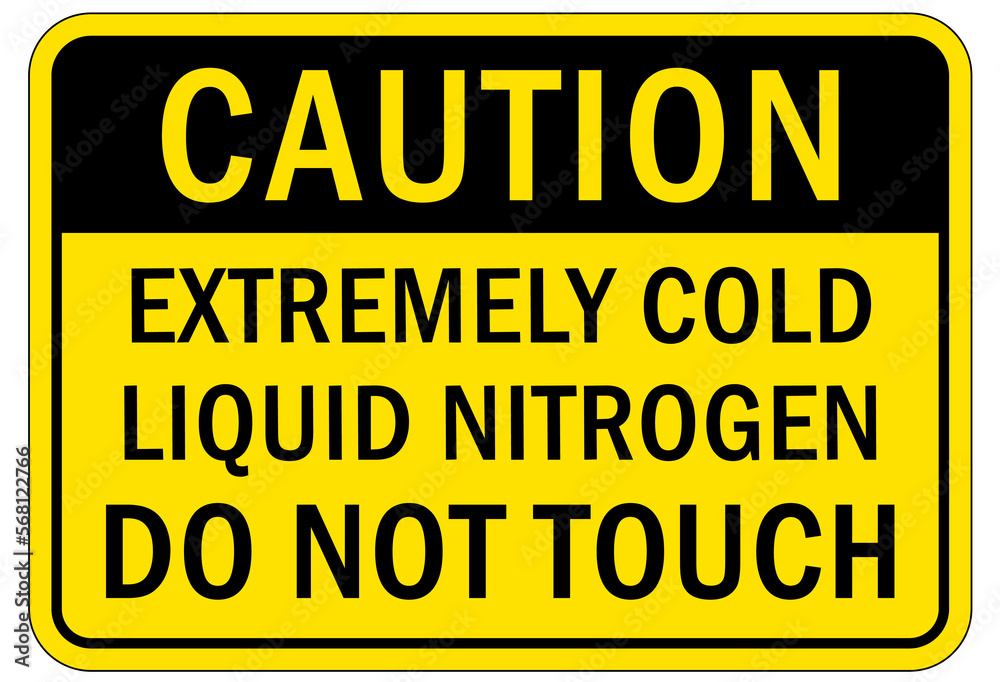 Nitrogen warning chemical sign and labels extremely cold liquid ...