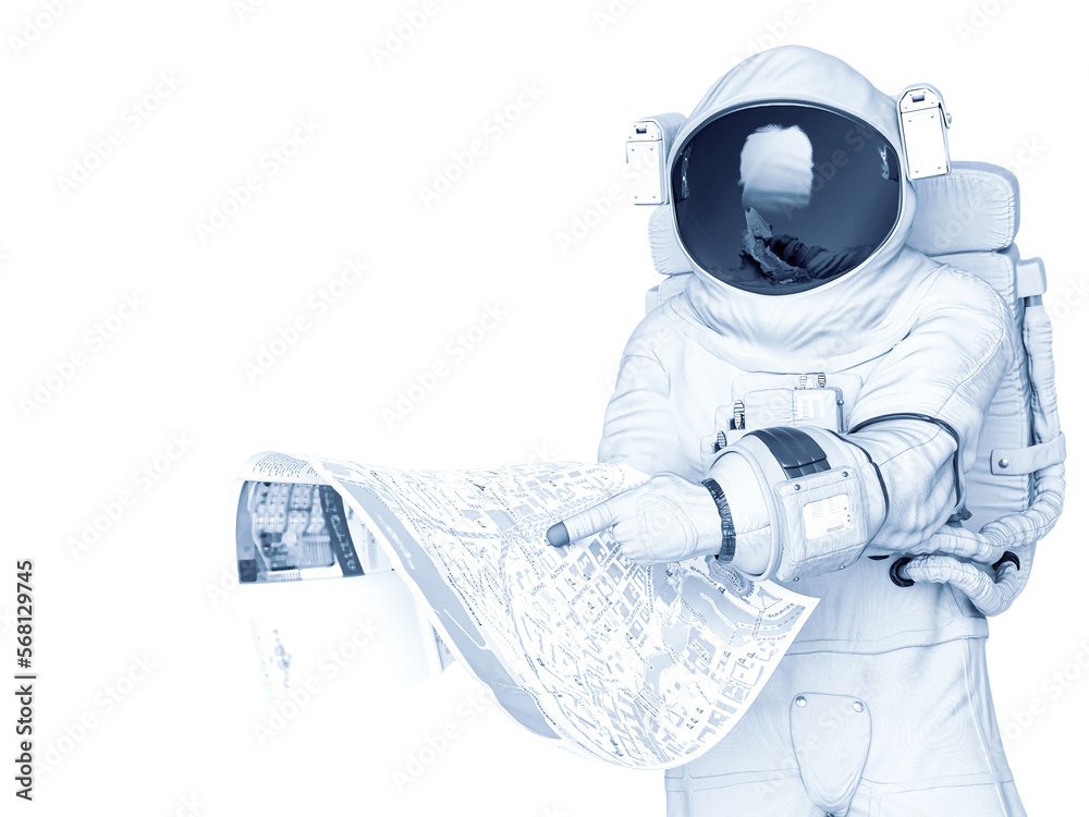 astronaut lost and trying to read a map Stock Illustration | Adobe Stock