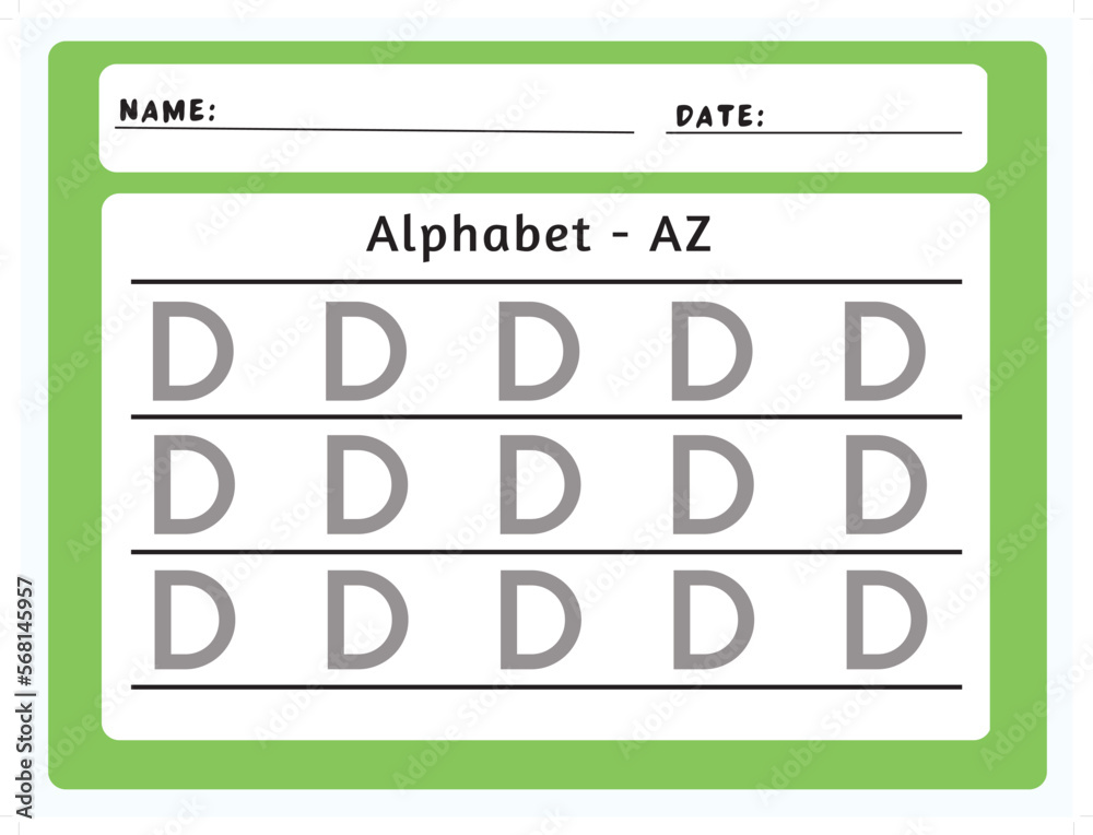 Image vectorielle Stock Alphabet tracing worksheet. A-Z writing pages ...
