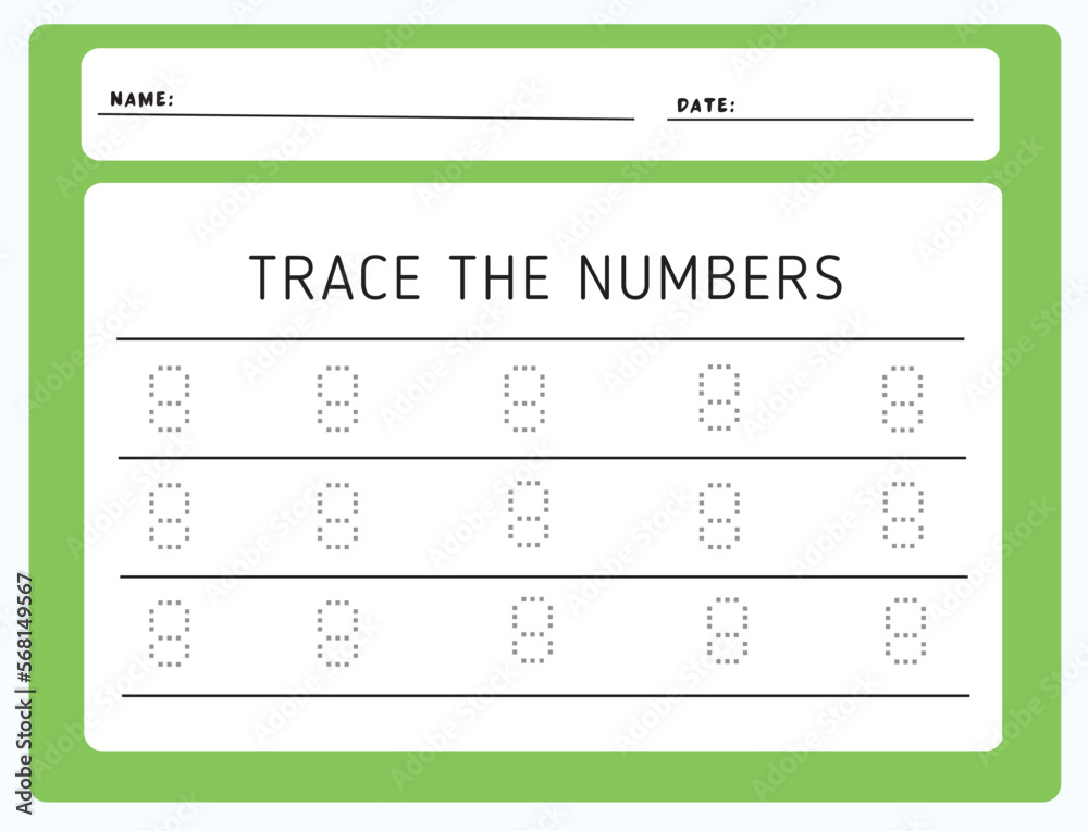 Vector de Stock Writing practice number eight printable worksheet for ...
