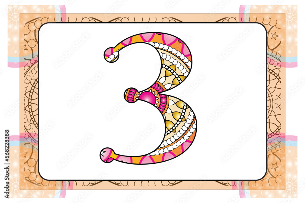 Zentangle stylized alphabet.Number 1 in doodle style. Hand drawn sketch ...