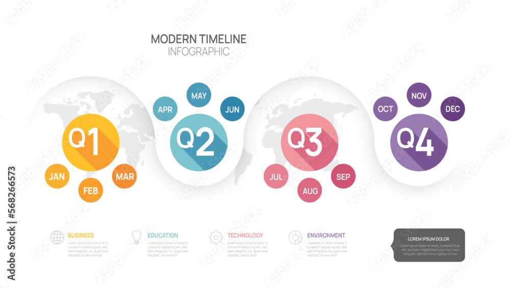 Infographic Timeline calendar diagram template for business. 4 Steps ...
