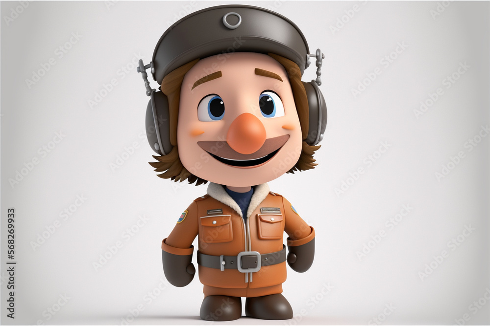 cute pilot man charactor, AI generate Stock Illustration | Adobe Stock