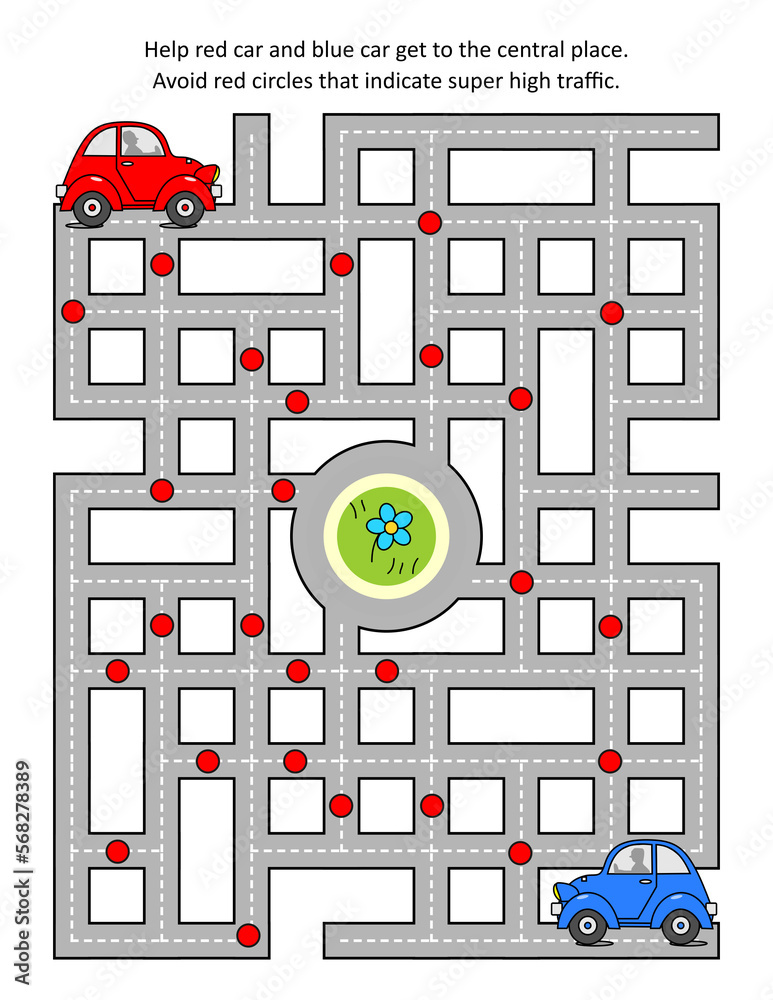 Maze game for kids and adults: Help cars get to the central place ...
