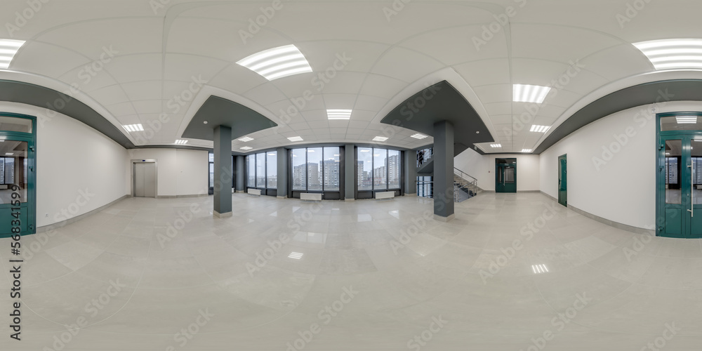 full seamless spherical hdri 360 panorama view in empty modern hall ...