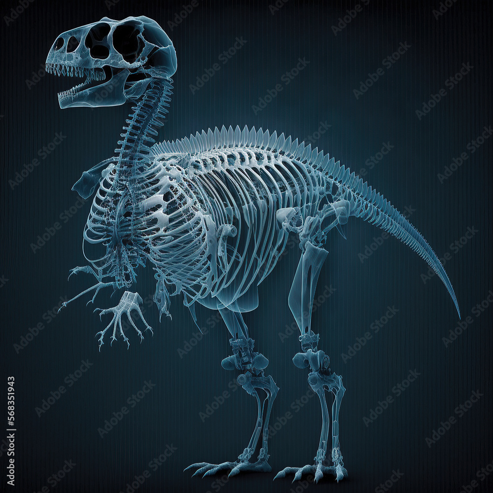 Dinosaur x-ray style. X-ray of Raw whole dino. Creative Art abstract ...