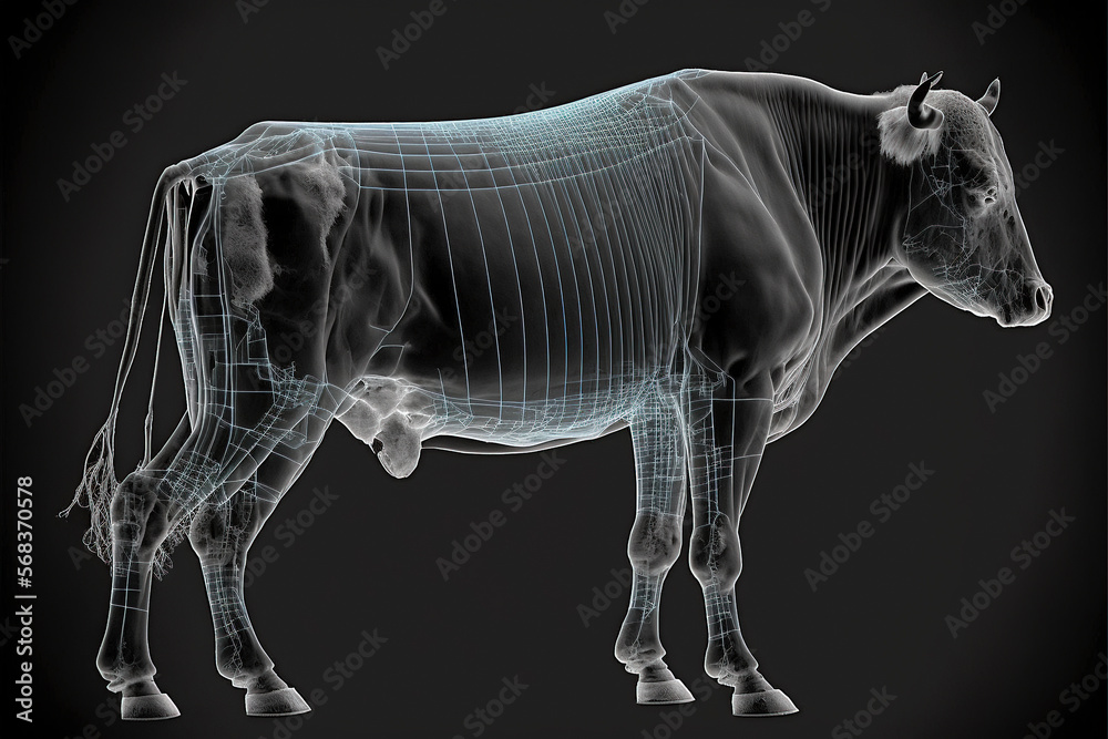 Bull x-ray style. X-ray of Raw whole cow. Creative Art abstract ...