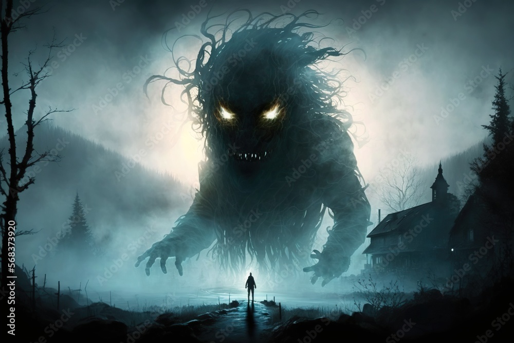 Brocken ghost monster in mountain forest, concept of Phantom Creature ...