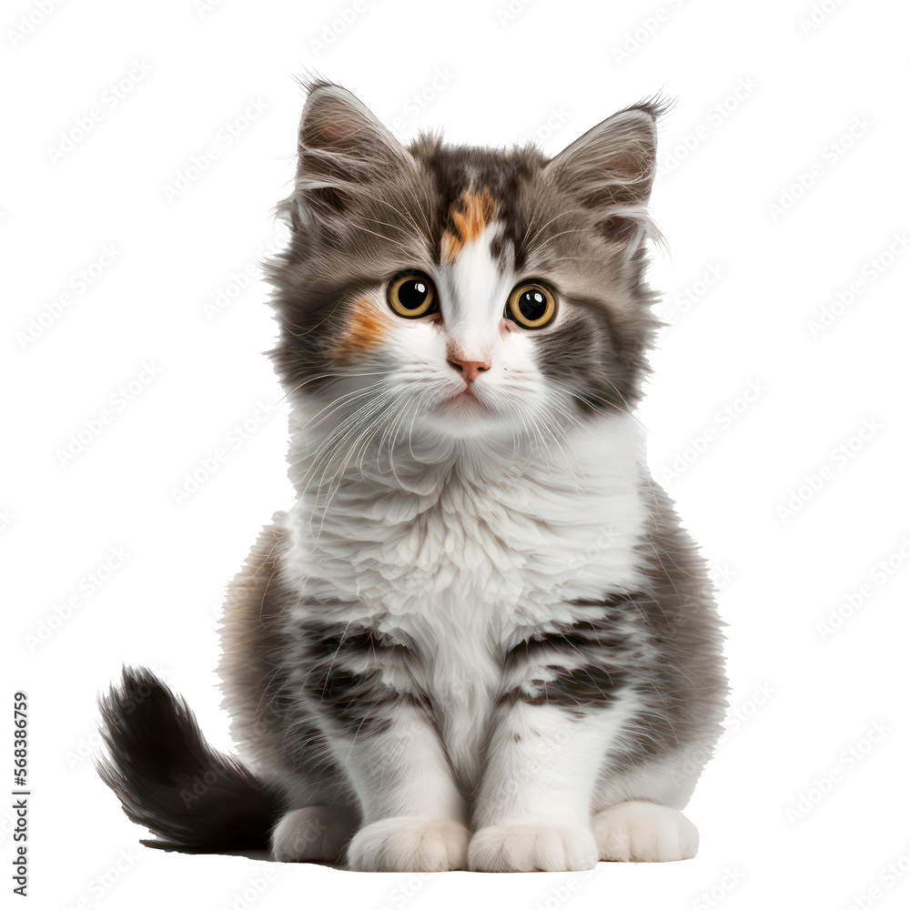 Cat portrait. 3d render illustration. Cat on transparent background ...