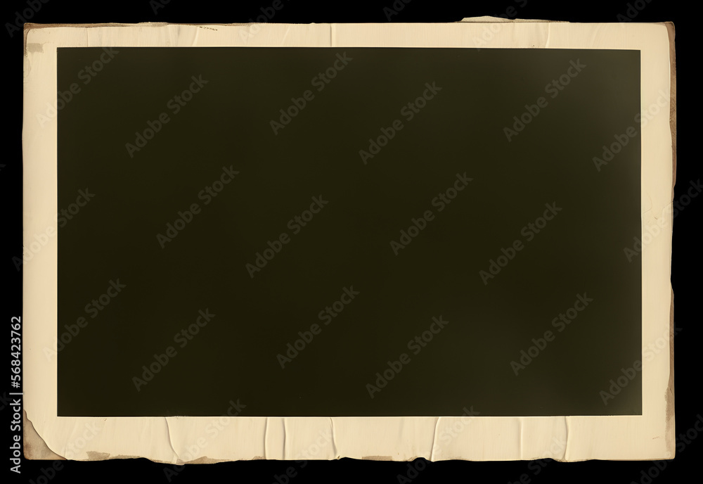 vintage blank photograph dark background with worn border frame ...