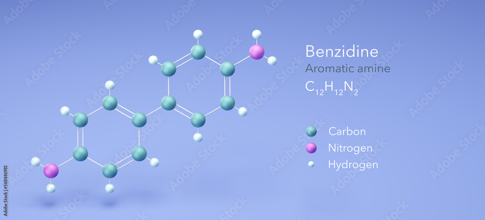 benzidine molecule, molecular structures, 1,1'-biphenyl-4,4'-diamine ...