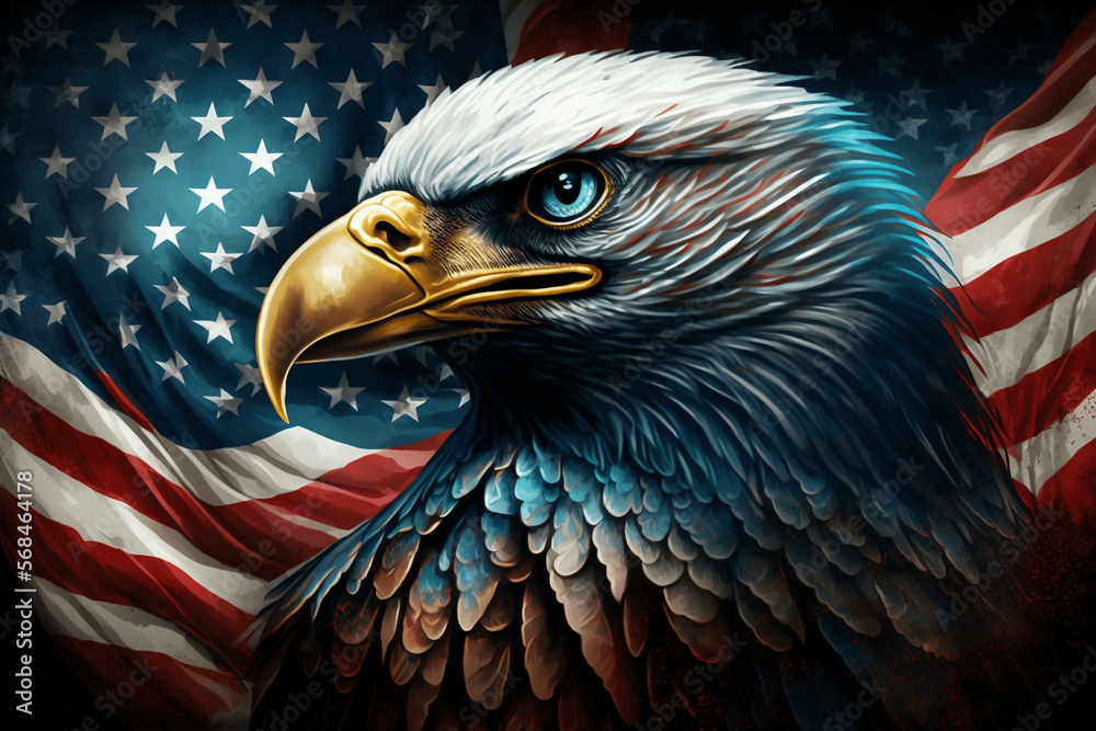 usa american flag creative patriotic background with bald eagle design ...