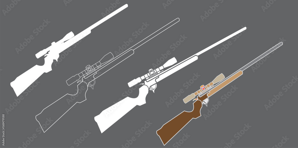 Collection of rifle vector silhouette illustration isolated on white ...