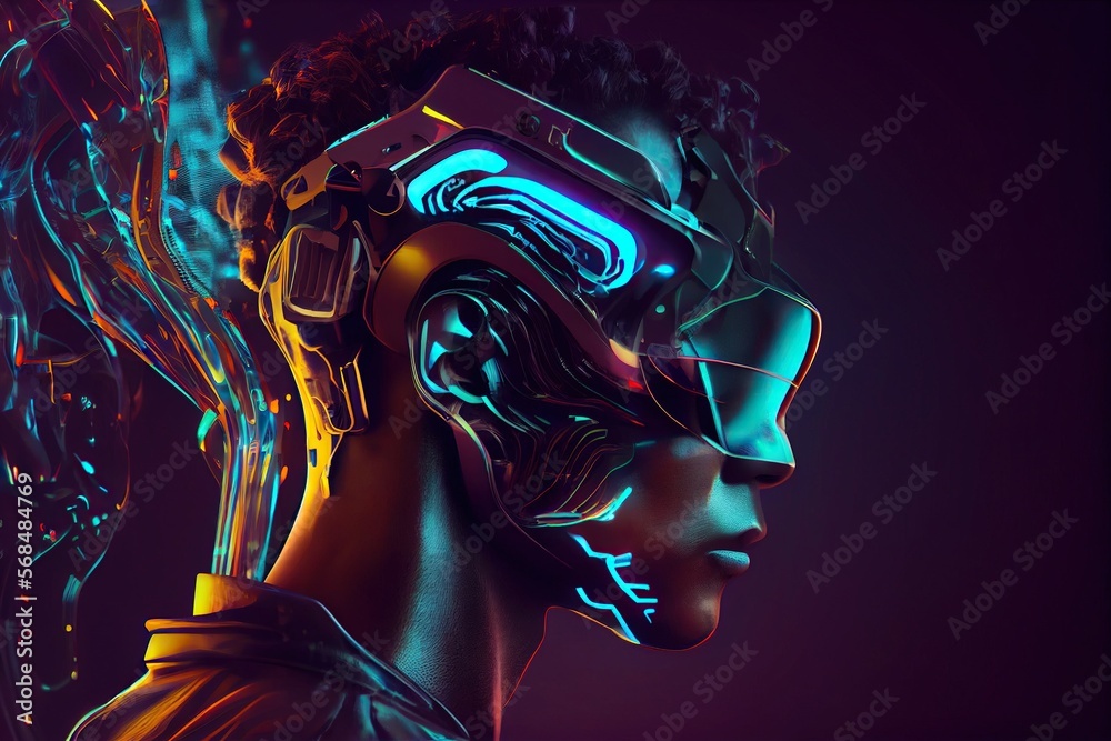 Illustration Stock Generative AI illustration of Metaverse concept and ...