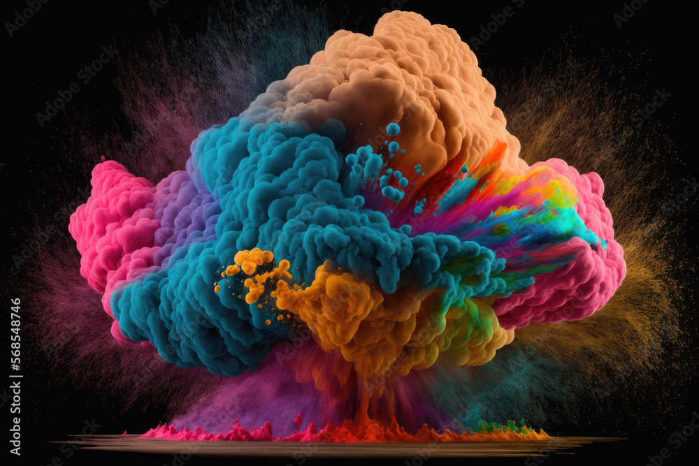 Fantastic color explosions in the shape of weird multicolored clouds ...