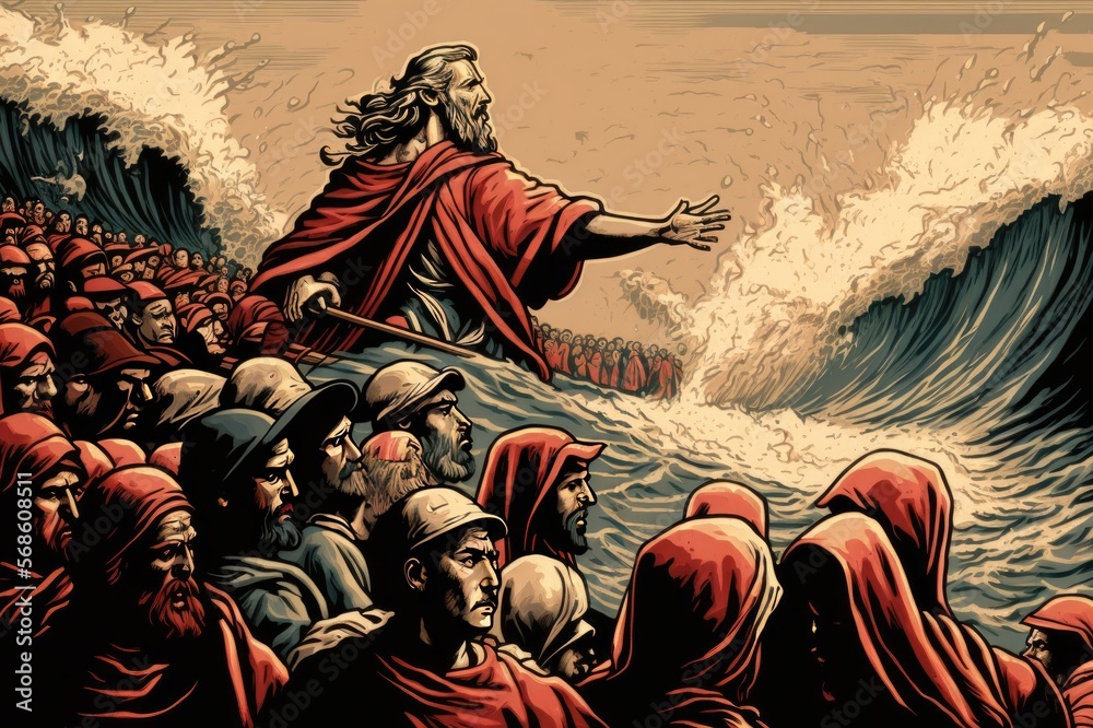 The Red Sea Crossing of Moses and His Followers A Vision of a Glowing ...