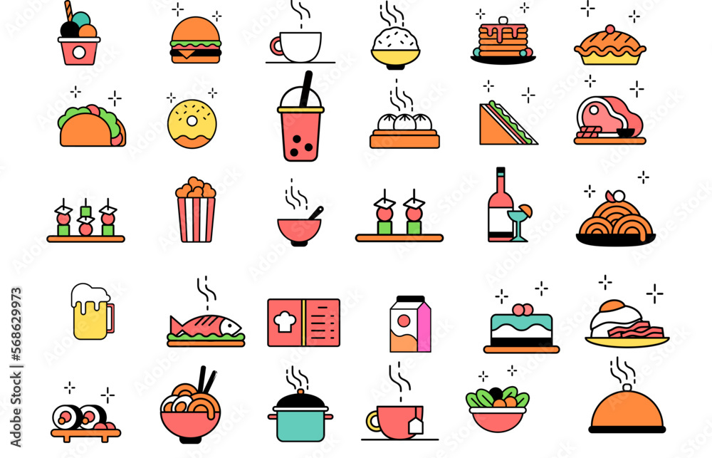 Icon set Ready meals. Menu. Vectors illustrator templet Stock Vector ...