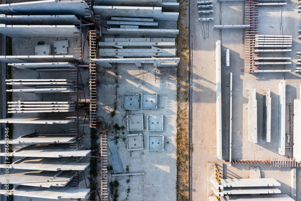 Aerial top view of Precast concrete wall panel for construction ...