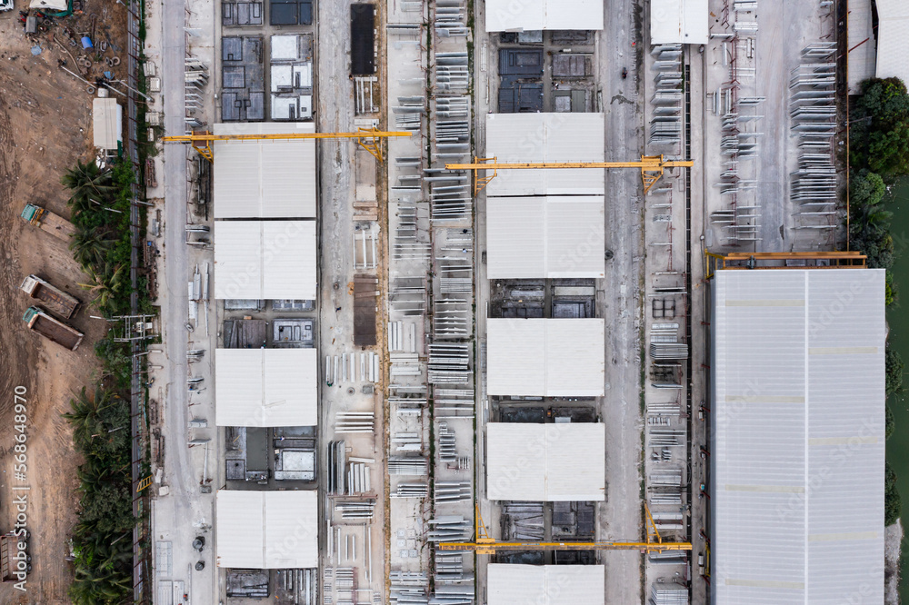 Aerial top view of Precast concrete wall panel for construction ...