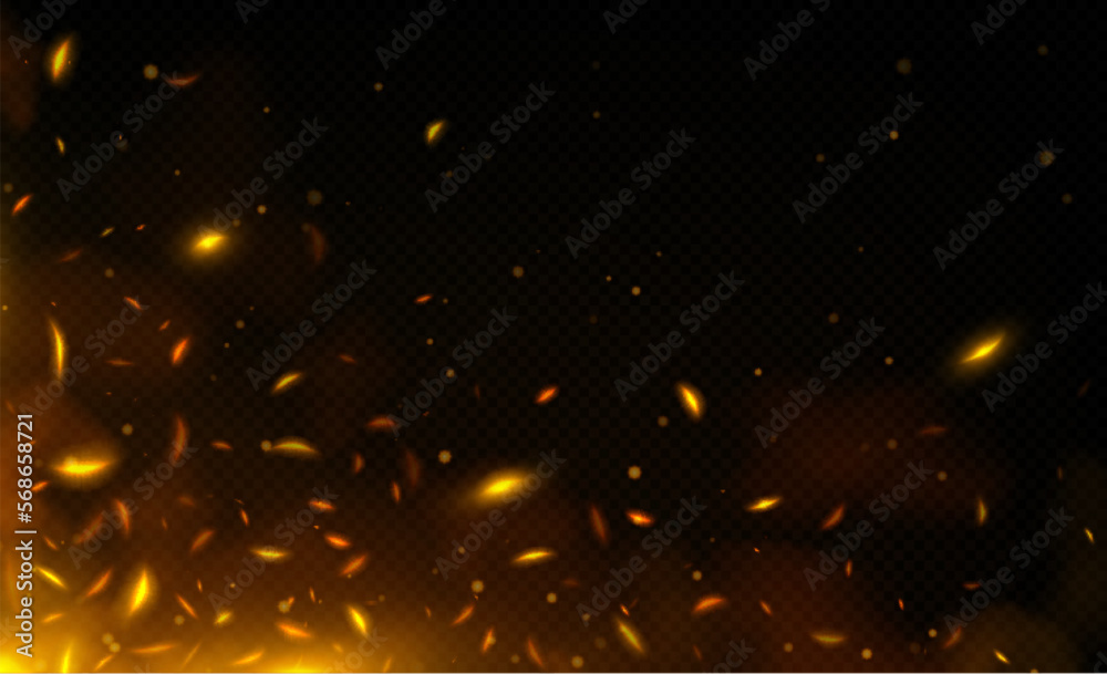 Realistic fire sparks, orange flame light and smoke overlay effect on ...