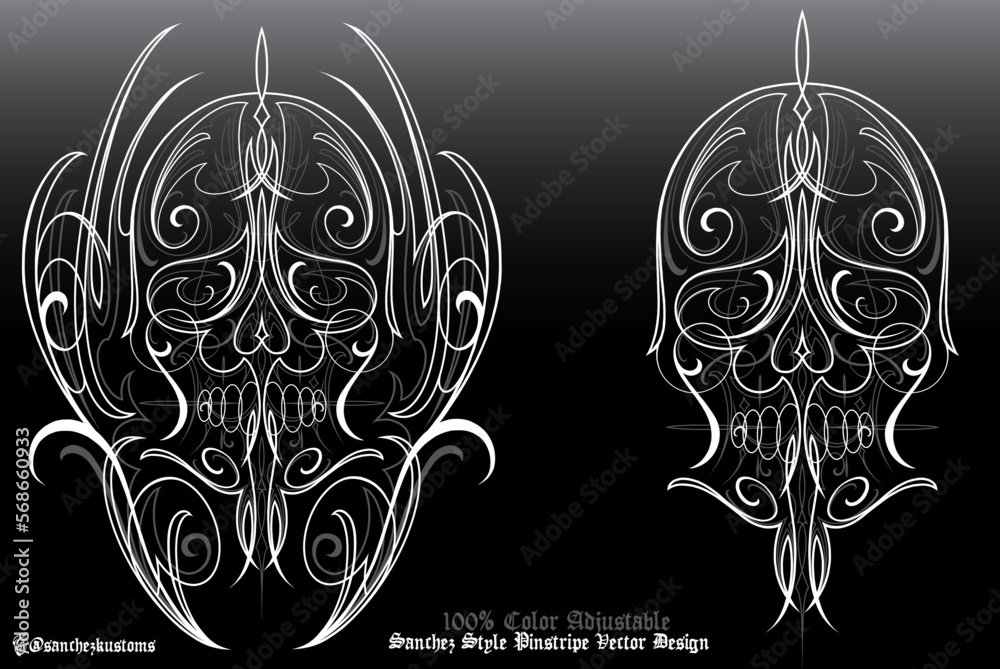 F. Sanchez Style Pinstripe 2 color Skull Design Vector Stock Vector ...