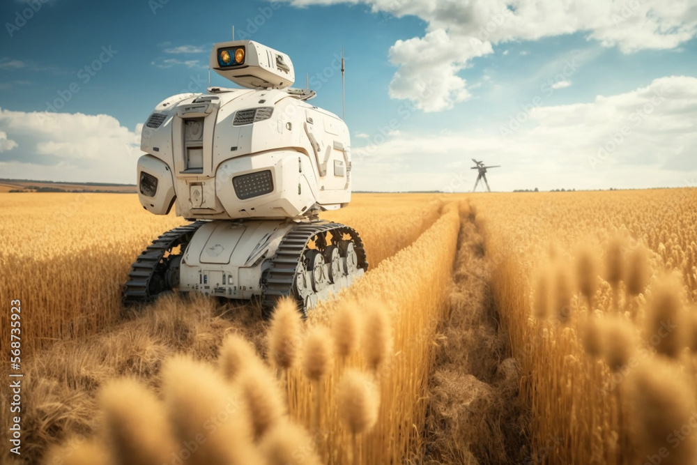 harvesting robot, an autonomous vehicle for management in a grain field ...