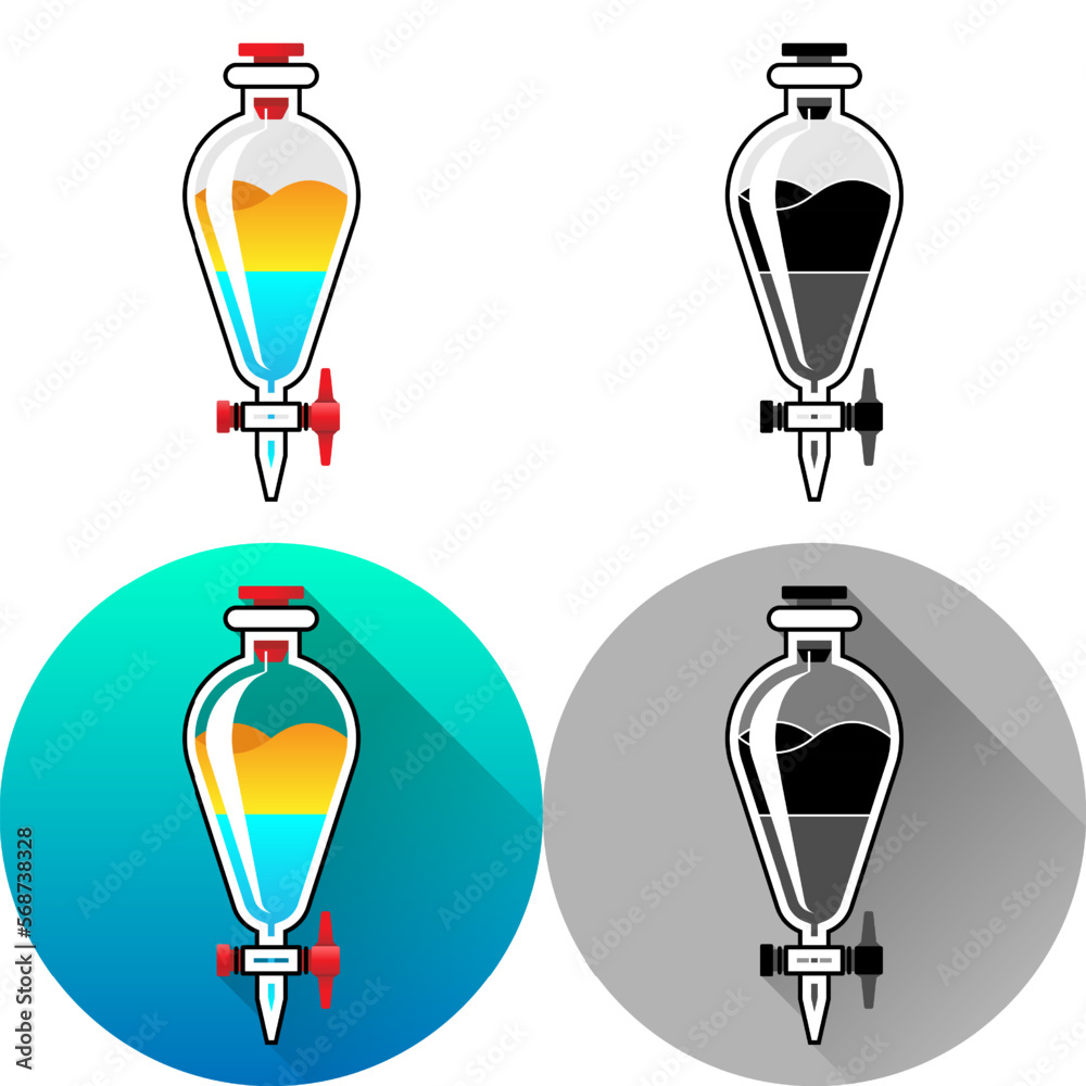 Separatory Funnel Two-Phase Liquid Laboratory Equipment Icon, Set of ...