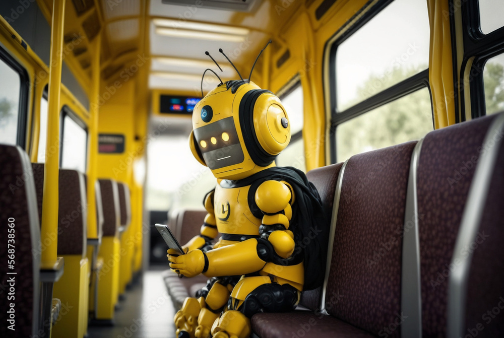 a robot is a service worker or bus taxi driver in a bus , autonomous ...
