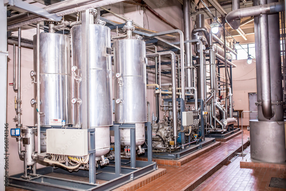 Industrial interior chiller and boiler HVAC heating ventilation air ...